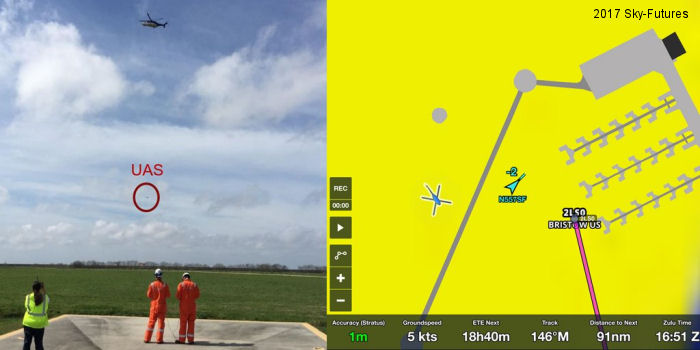 Drone Interoperability Test with Bristow S-92