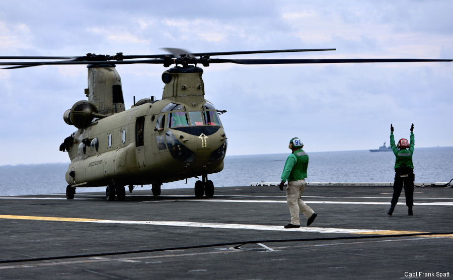 US Army CH-47F Chinooks on USS Ronald Reagan