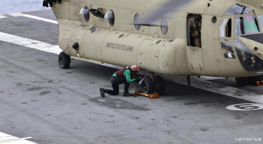 US Army CH-47F Chinooks on USS Ronald Reagan